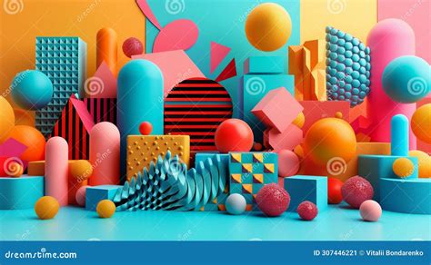 3d Render Abstract Background With Geometric Shapes Minimal Design Stock Illustration