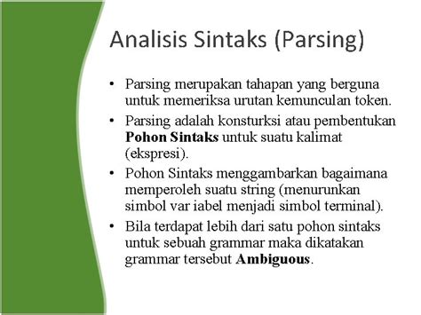 Analisis Sintaks Analisis Semantik Kode Antara Dan Pembangkitkan
