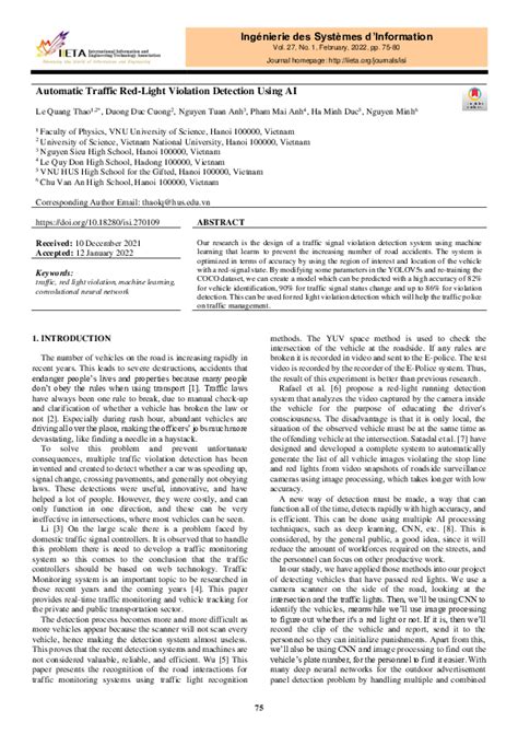 Pdf Automatic Traffic Red Light Violation Detection Using Ai