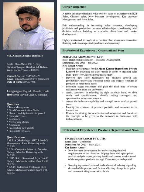 cv ashish bhosale pdf sales perfume