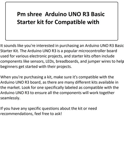 Pm Shree Arduino UNO R Basic Starter Kit For Compatible With At Piece Arduino UNO