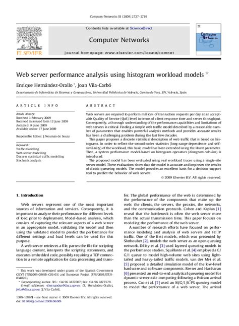 Pdf Web Server Performance Analysis Using Histogram Workload Models