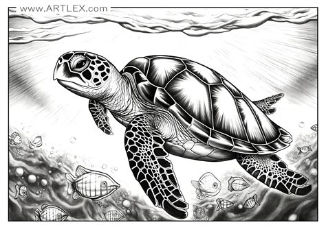 Sea Turtle Coloring Page Realistic