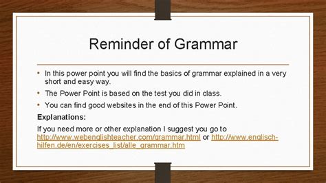 Grammar Year 9 Reminder Of Grammar In This