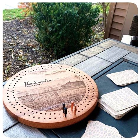 Custom Cribbage Board Personalized With Laser Engraved Text And Images Etsy
