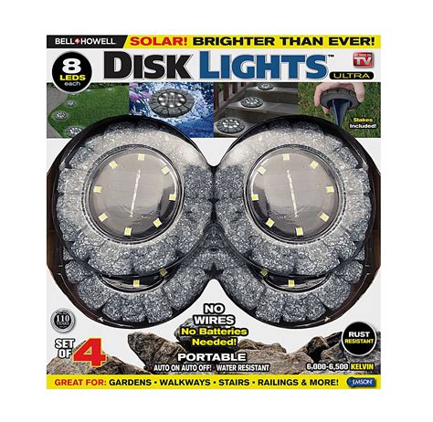 Bell Howell Disk Lights Stone Heavy Duty Outdoor Solar Pathway Lights