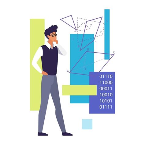 Premium Vector Male Character Thinking On Logic Problem Of Science Research