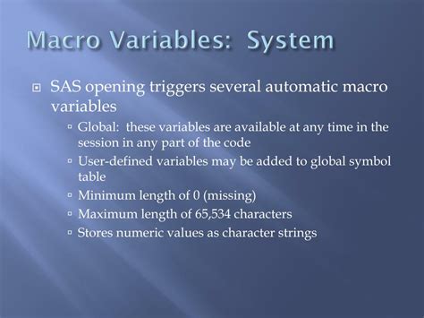 PPT - SAS: Macros PowerPoint Presentation, free download - ID:2558381