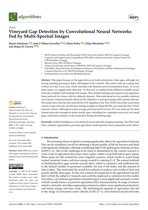 Pdf Vineyard Gap Detection By Convolutional Neural Networks Fed By