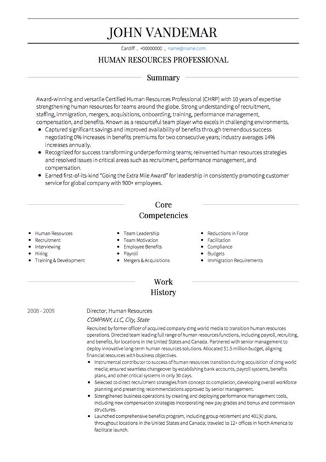 Hr Cv Examples And Templates Visualcv