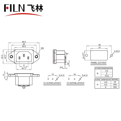 Power Inlet Module Plug Male Socket With Rocker Switch 3 Pin