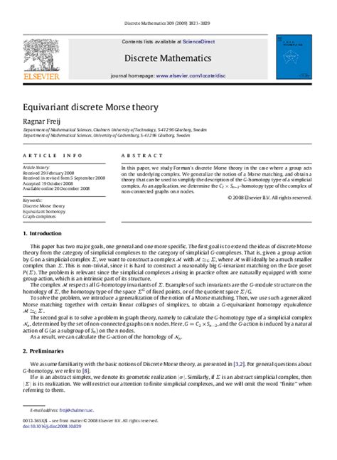 pdf equivariant discrete morse theory