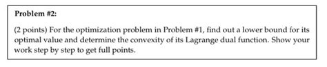 Solved Problem 2 2 Points For The Optimization Problem