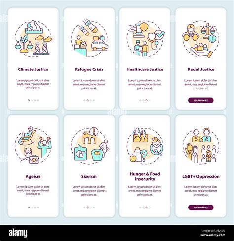 Social Problems Onboarding Mobile App Screen Set Stock Vector Image