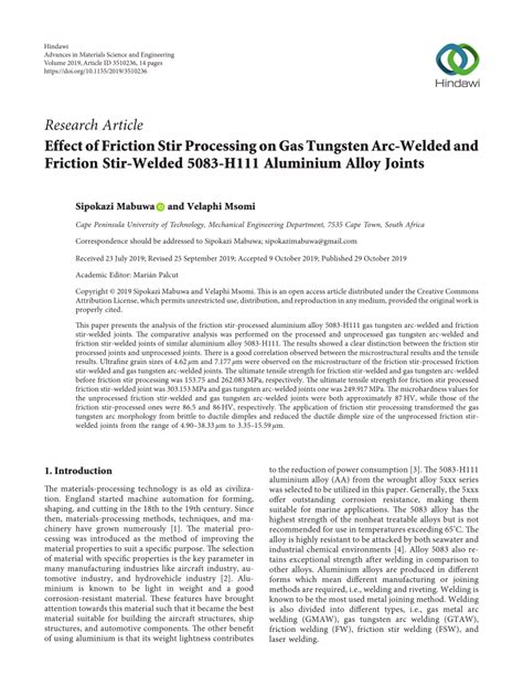 Pdf Effect Of Friction Stir Processing On Gas Tungsten Arc Welded And