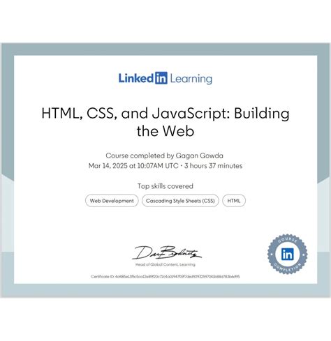 excited to share that i ve completed a certification in html css and