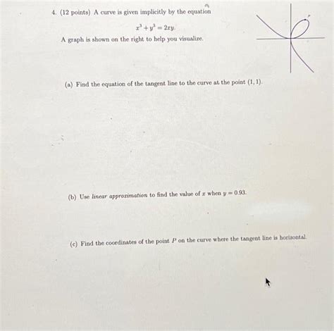 solved 4 12 points a curve is given implicitly by the