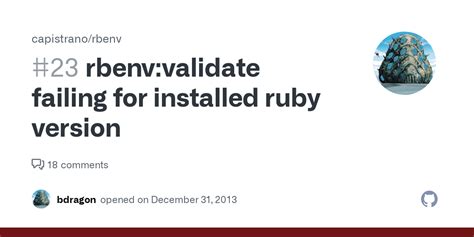 Rbenvvalidate Failing For Installed Ruby Version · Issue 23