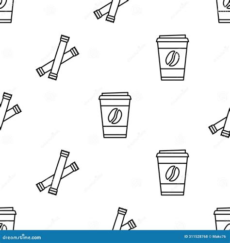 Sugar Stick Packets Icon Seamless Pattern Isolated On White Background Sachet Pack Stock