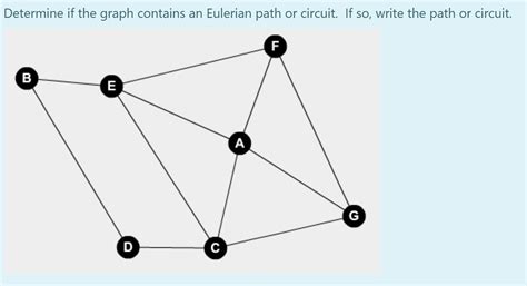 solved determine if the graph contains an eulerian path or