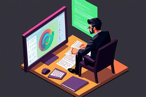 Isometric Businessman Or Developer Working With Open Source Software