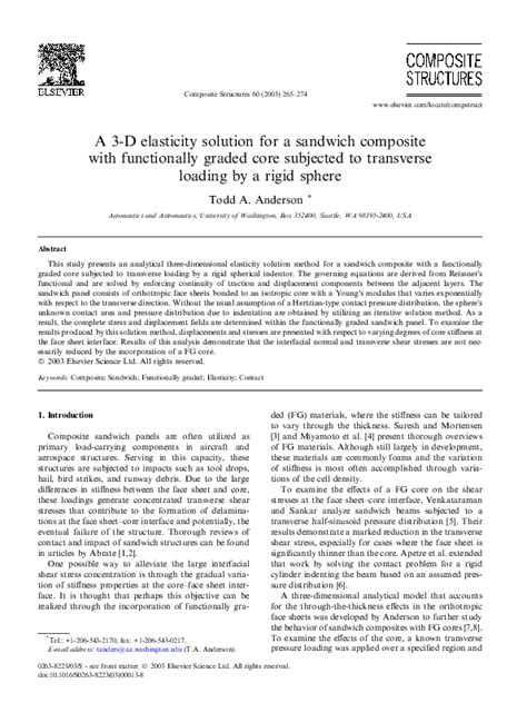 Pdf A 3 D Elasticity Solution For A Sandwich Composite With