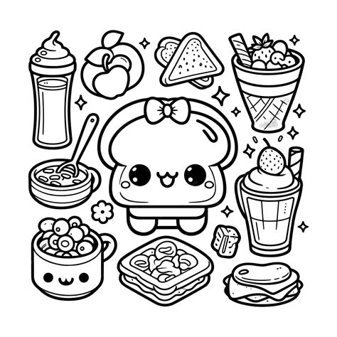 Premium Vector Cute Kawaii Food Coloring Page Printable Vector