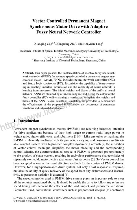 Pdf Vector Controlled Permanent Magnet Synchronous Motor Drive Based On Neural Network And