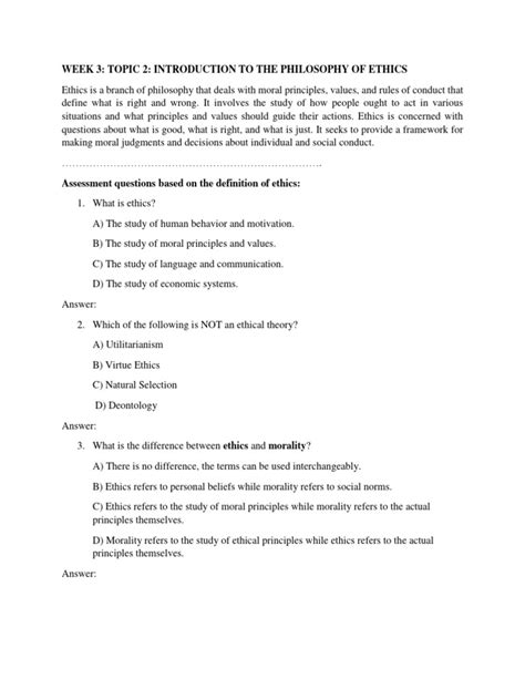 Assessment Introduction To The Philosophy Of Ethics Pdf Virtue