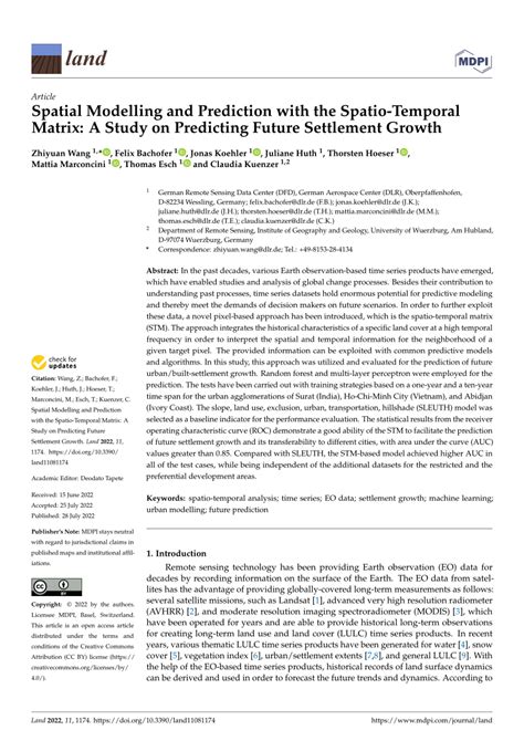 Pdf Spatial Modelling And Prediction With The Spatio Temporal Matrix