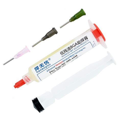 Флюс для пайки NC-559-ASM, паяльный гель для SMD, BGA + 3 иглы дозатора ...