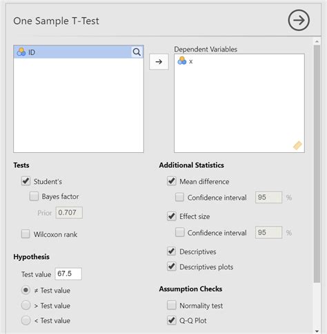 One Sample T Test Statistics With Jamovi