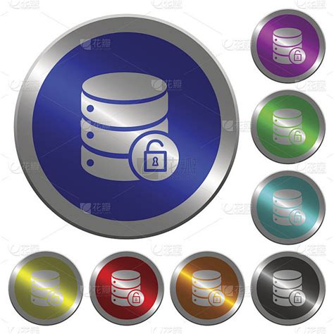 解锁数据库发光硬币一样的圆形颜色按钮