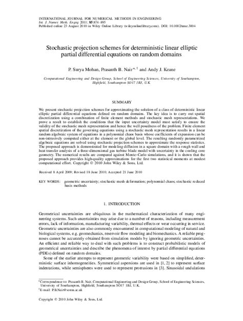 Pdf Stochastic Projection Schemes For Deterministic Linear Elliptic Partial Differential