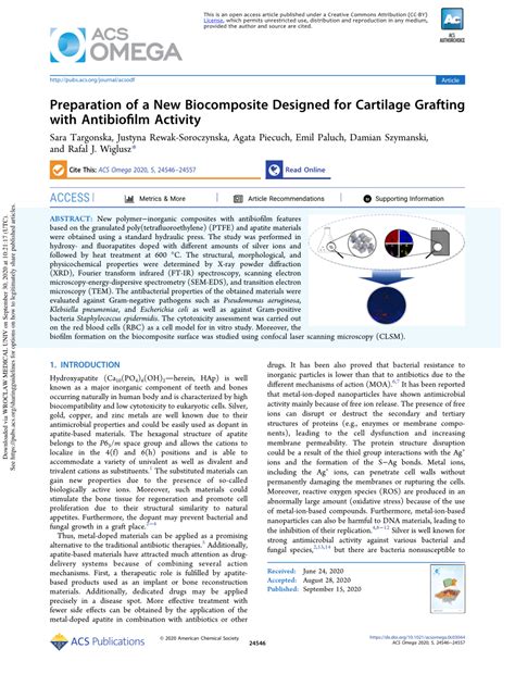 Pdf Preparation Of A New Biocomposite Designed For Cartilage Grafting With Antibiofilm Activity