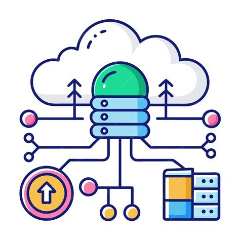 Cloud Computing Illustration With Server And Data Transfer Premium Ai Generated Vector
