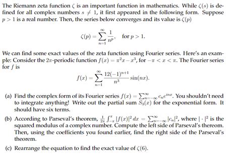 solved the riemann zeta function is an important function