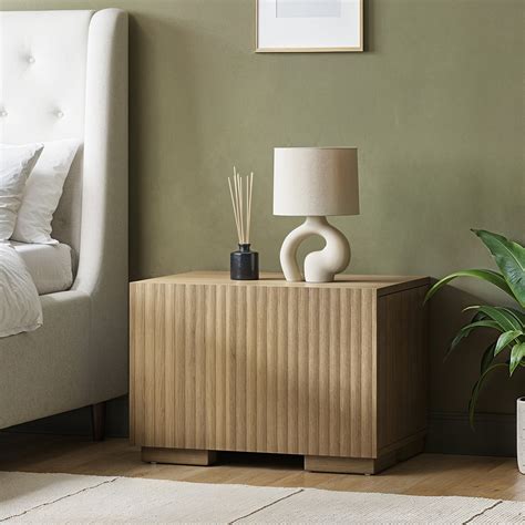 Wide Oak Floating Bedside Table With Storage Hazel Furniture123