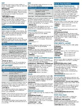 Microsoft Excel Formulas And Functions Quick Reference Training Tutorial Guide