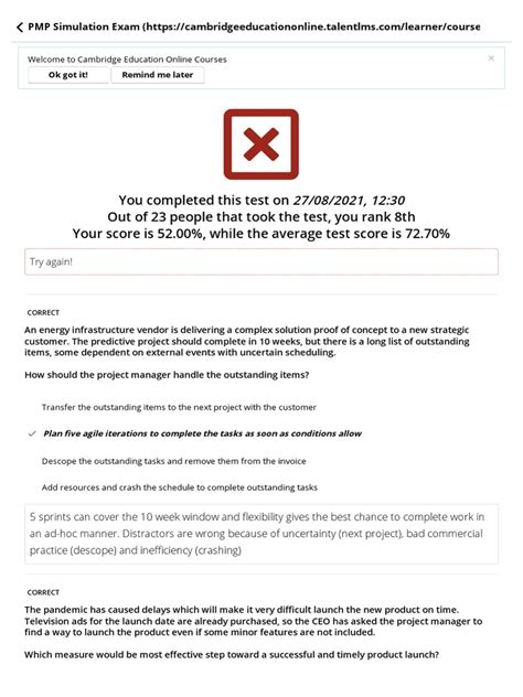 Pmp Simulation Exam Pmp Hybrid Pdf Scrum Software Development Agile Software Development