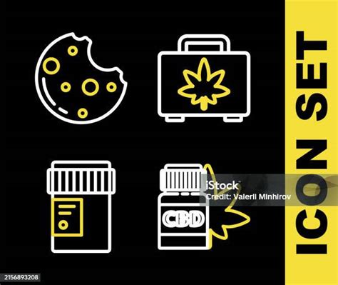 마리화나 의료 병 대마초 및 쿠키 아이콘의 라인 쇼핑 상자를 설정합니다 벡터 건강 진단에 대한 스톡 벡터 아트 및 기타 이미지 건강 진단 건강한 생활방식 구매