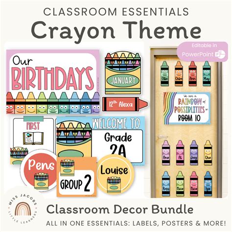 Crayons Theme Classroom Essentials Decor Pack Miss Jacobs