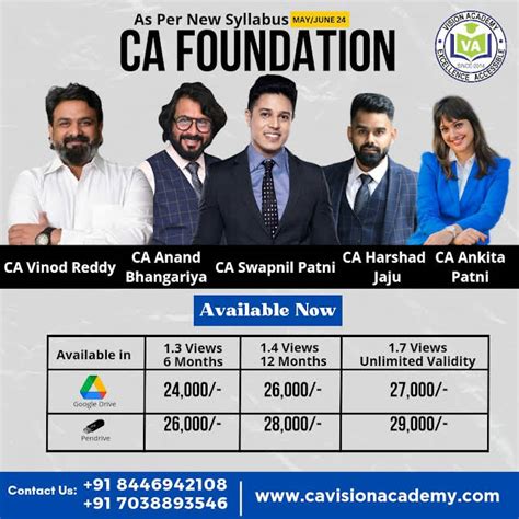 Ca Foundation New Scheme All Subjects Combo By Swapnil Patni Classes Ca Vision Academy