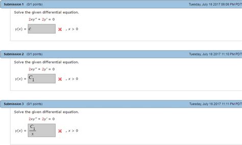 solved solve the given differential equation 2xy 2y 0