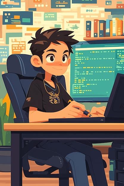Premium Vector South Asian Male Software Developer In His 20s Writing