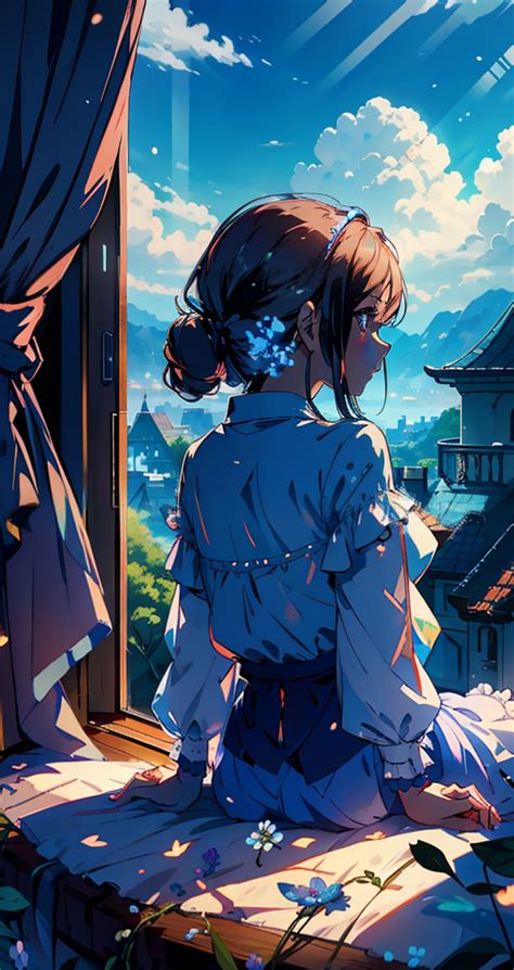 1082x2042 Resolution Anime Girl Sitting On A Window 1082x2042