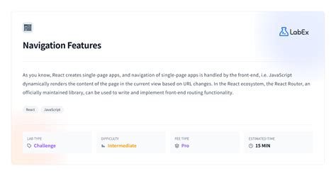 Navigation Features Labex