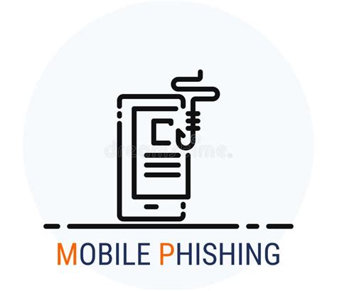 Line Icons Style Hacker Cyber Crime Attack Mobile Phishing For Web Design Stock Vector