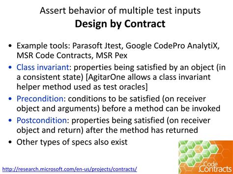 Ppt Code Contracts Parameterized Unit Tests Powerpoint Presentation