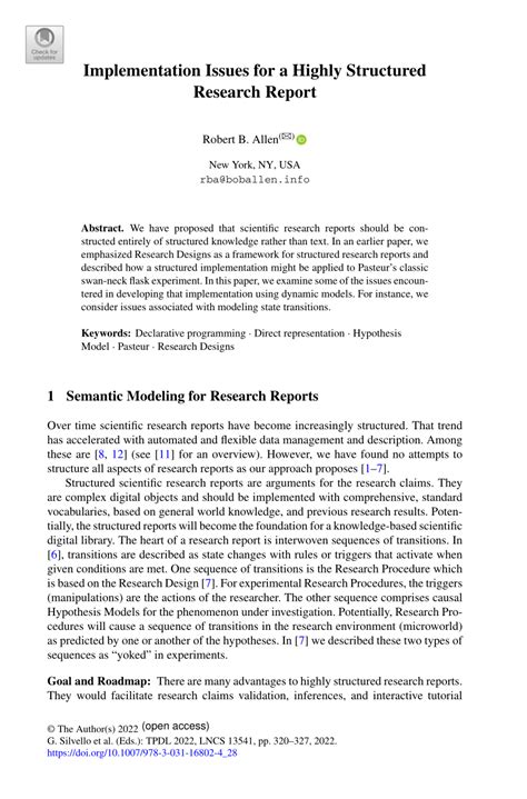 Pdf Implementation Issues For A Highly Structured Research Report